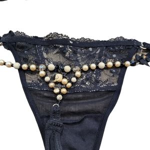 Hand Crafted | Intimates & Sleepwear | Crystals And Pearls Black Lace ...